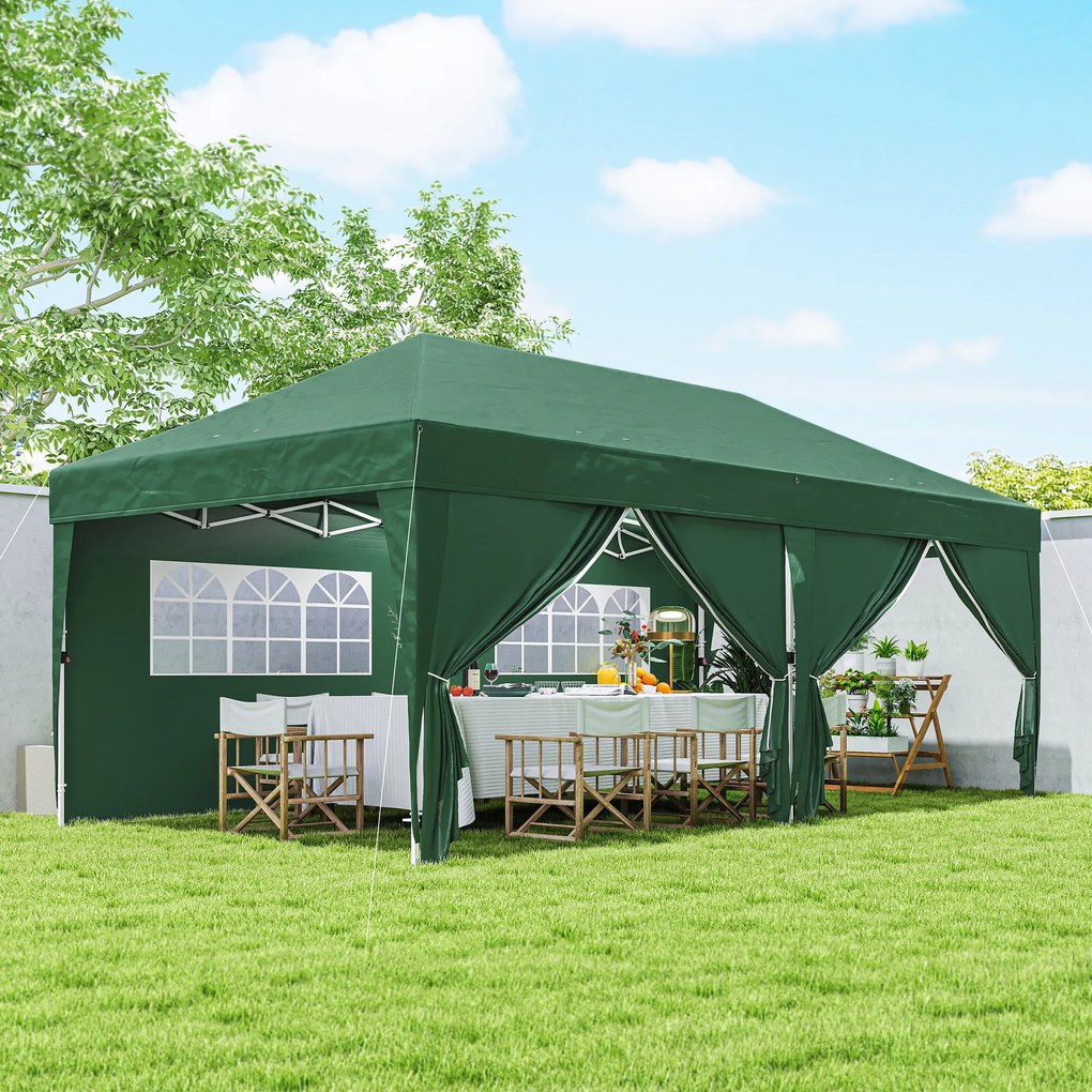 Pavilon cca 6x3m Stáj Odolný proti zimě Pop-up skládací pavilon s oknem Dveře na zip Boční díly UV ochrana