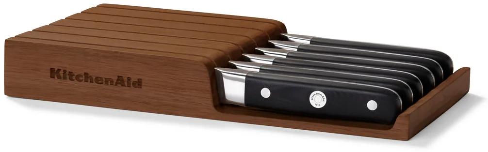 Steakové nože v dřevěném úložném boxu KitchenAid 6 ks