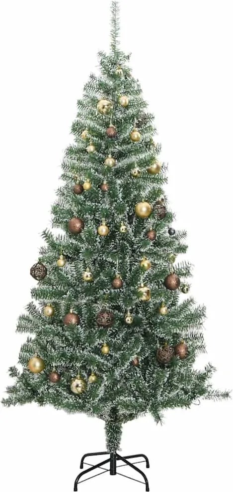 Umělý vánoční stromek s 300 LED a sadou koulí zasněžený 240 cm 3210127
