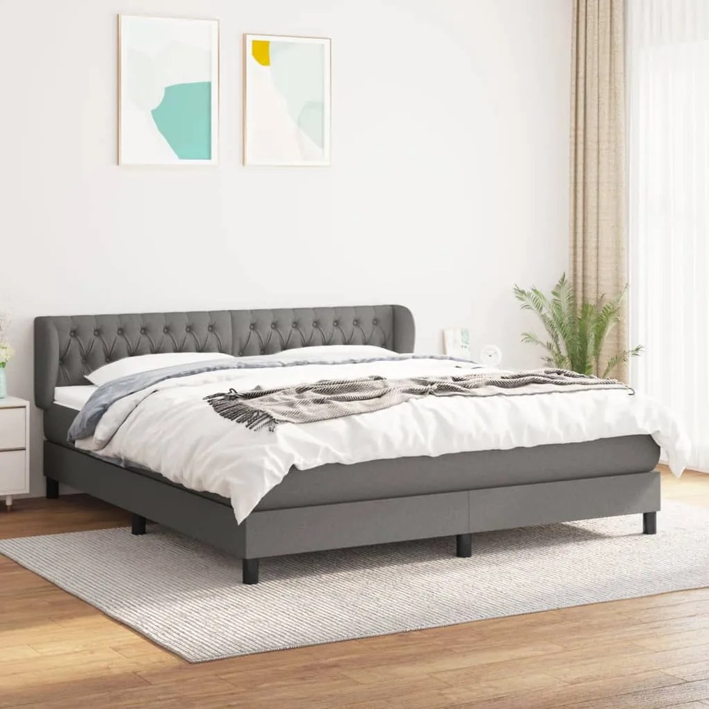 Box spring postel s matrací tmavě šedá 180x200 cm textil 3126502