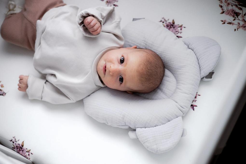 Sleepee Mušelínový fixační polštář TMAVĚ ŠEDÝ pro miminko