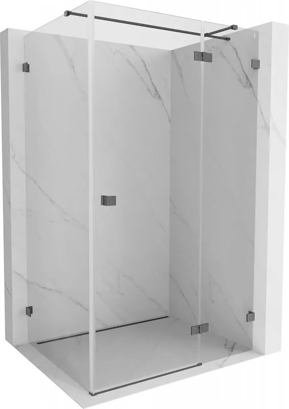 Mexen Lunar T, výklopný sprchový kout pravý 130 x 100 cm, 8mm čiré sklo, profil grafit broušený, 834T-130-100-66-00-P