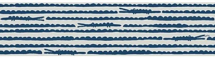 96129-2 bordury na zeď Oilily Young | 13,3 cm x 5 m | šedá, modrá