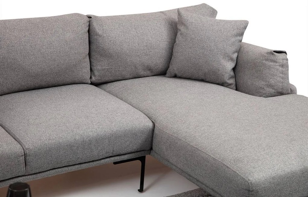 Designová rohová sedačka Pallavi 255 cm šedá - pravá