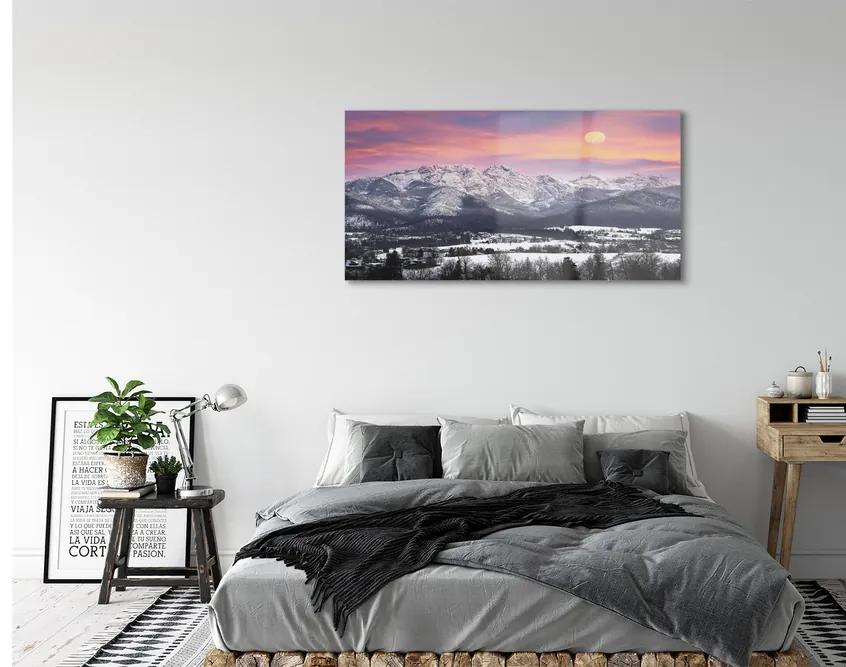 akrylový obraz horské zimní 125x50 cm