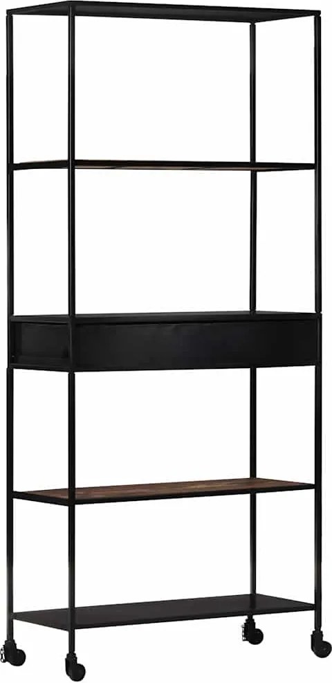 Knihovna 80 x 35 x 180 cm hrubé mangovníkové dřevo a železo 323734