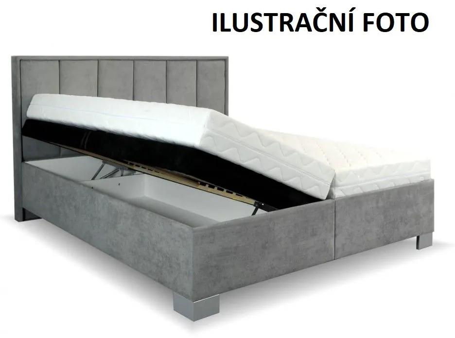 Zvýšená čalouněná postel Karin, s úložným prostorem, 160x200, BÍLÁ EKOKŮŽE