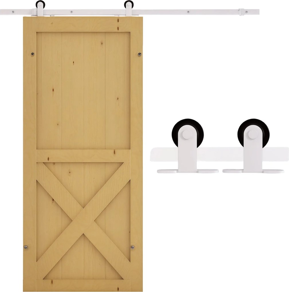 HOMCOM Sada pro posuvné dveře 183 cm, kompletní set s kolejnicemi, vozíky, koncovkami, podlahovým vodítkem, šrouby do dveří, systém posuvných dveří z
