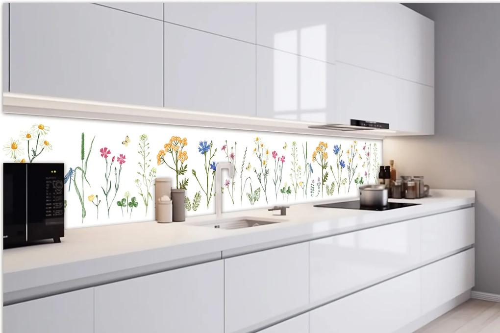 DIMEX | Fototapeta do kuchyně Kresba z herbáře KI-420-219 | 420 x 60 cm | vícebarevná, bílá