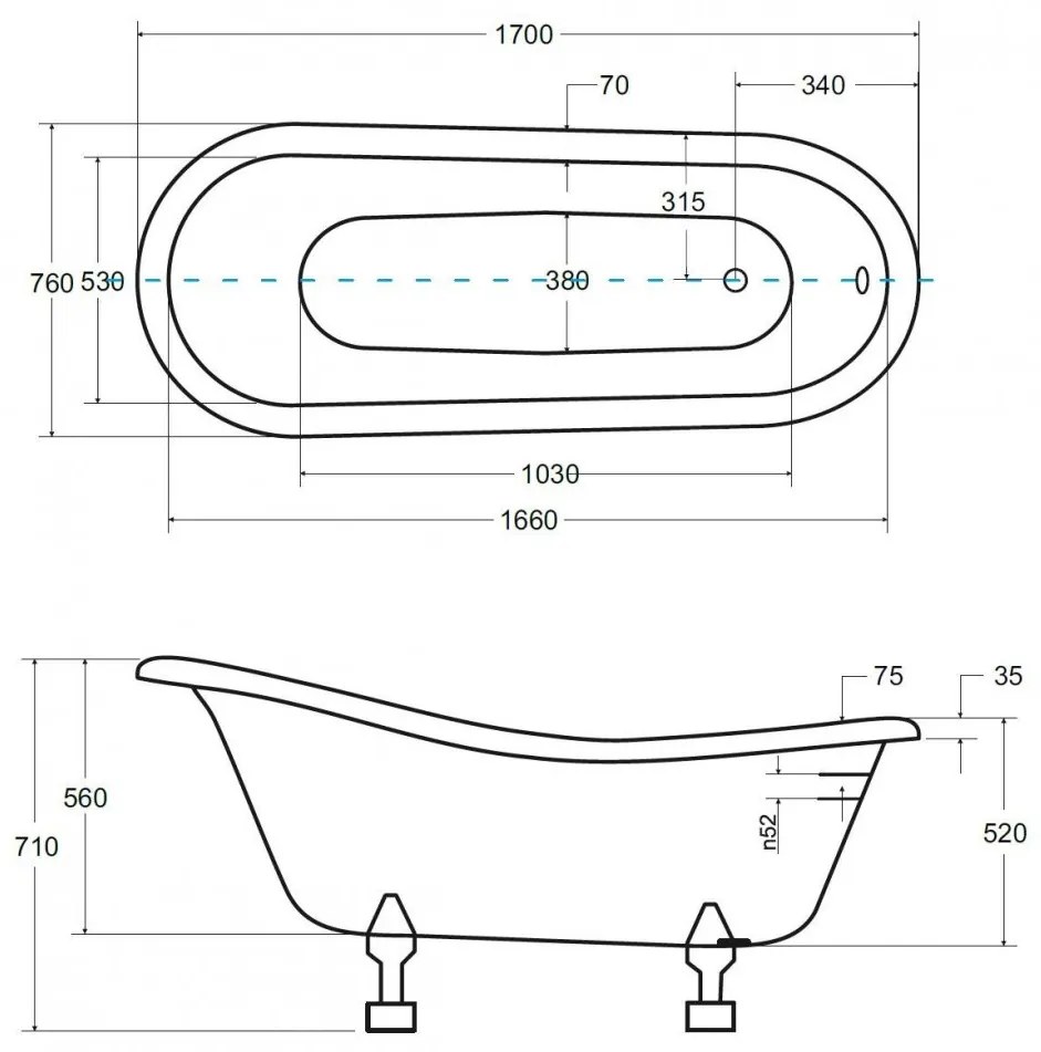 BESCO Volně stojící vana OTYLIA Glam - zlatá Barva - GLAM 01 - zlatá, Nožičky k vaně - Černé, Rozměr vany - 170 × 77 cm VANMER170BG1