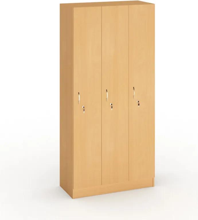 B2B Partner Dřevěná šatní skříňka, 3 oddíly, 1900x900x420 mm, buk