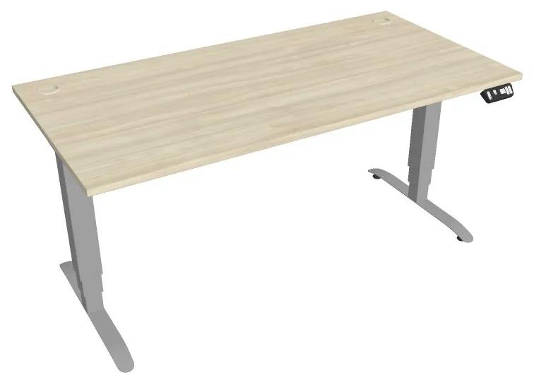 Elektr. nastavitelný stůl 160x80 s pamětí - HOBIS MOTION MS 3M 1600 Dekor stolové desky: akát, Barva kovové podnože: stříbrná