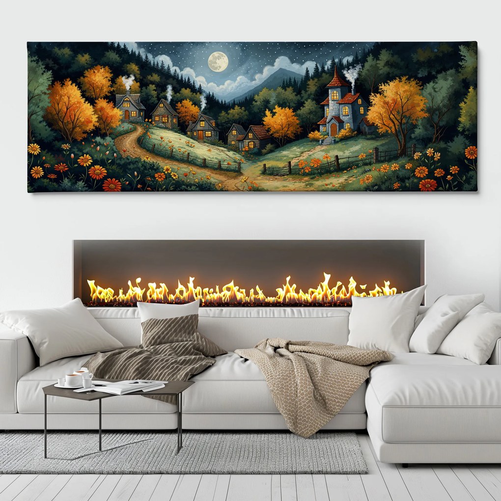 Obraz na plátně - Za hlubokým lesem v Moonhills FeelHappy.cz Velikost obrazu (šířka x výška): 240 x 80 cm
