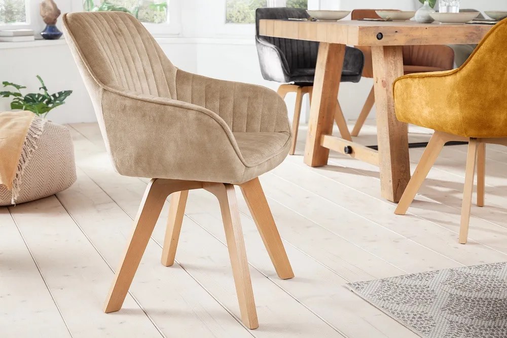 Designová otočná židle Gaura šampaňský samet
