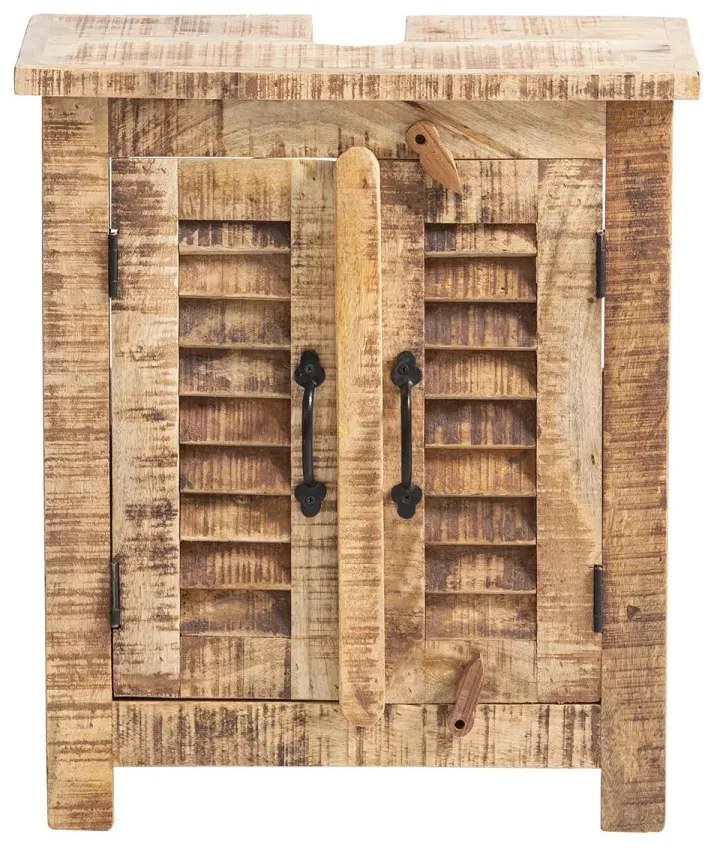 furniture-nabytek.cz - Masivní skříňka pod umyvadlo Carino z mangového dřeva, lakovaná, hnědá – 52×30×60 cm