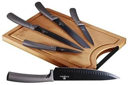 Berlinger Haus Sada nožů s nepřilnavým povrchem + prkénko 6 ks Carbon PRO Line