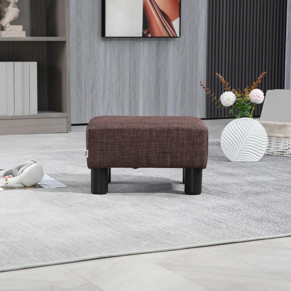 HOMCOM taburet otoman do 100 kg nosnost obdélníkový čalouněný taburet do obývacího pokoje hnědý 40 x 30 x 24 cm
