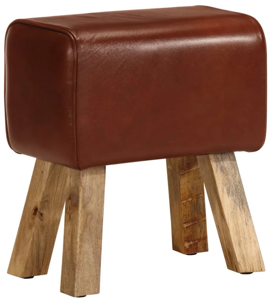 Lavice gymnastický kůň 38 cm hnědá pravá kůže a mangovník 320786