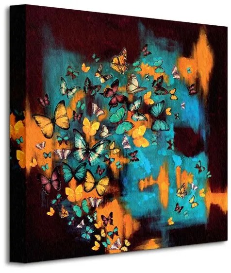 Obraz na plátně Motýli na tyrkysovém Greenwood Lily 40x40cm WDC95262