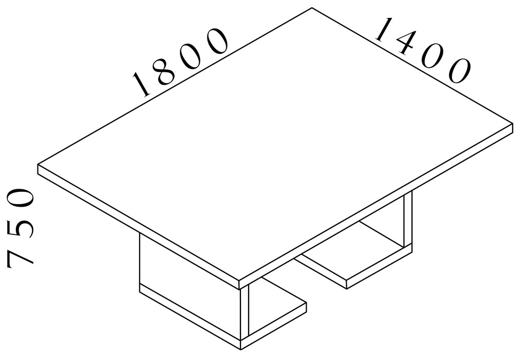 Manažerský konferenční stůl SOLID 180/240cm, s nohami ve tvaru L