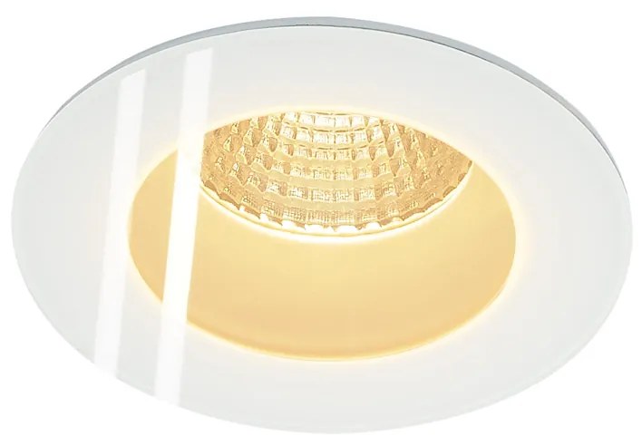 SLV Patta-F, zápuštěná bodovka IP 65, 12W LED 3000K, bílá, prům.8,3cm