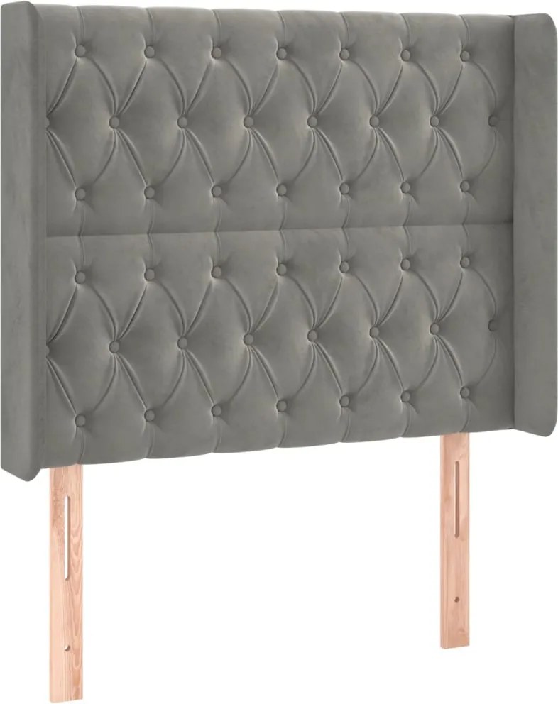 Box spring postel s matrací a LED světle šedá 90x200 cm samet 3139721