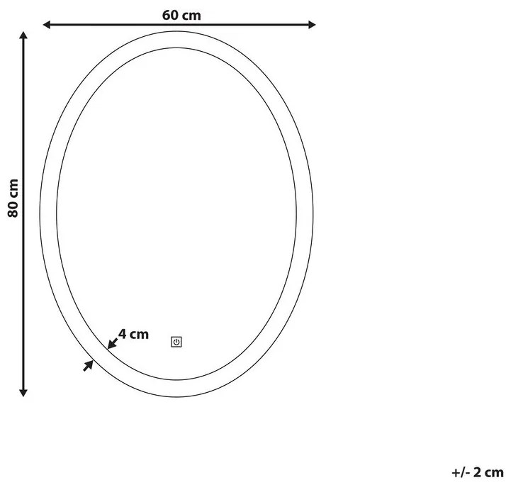 Koupelnové zrcadlo s LED osvětlením oválne 60 x 80 cm VIRIAT Beliani