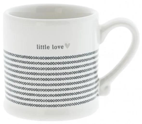 Bastion Collections Keramický šálek na espresso Stripes/Little Love 80 ml, šedá barva, bílá barva, keramika