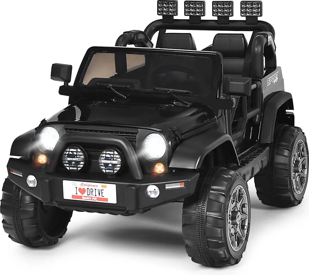 Costway Elektrické auto 12 V napájené baterií se 2 sedadly, černé, černý