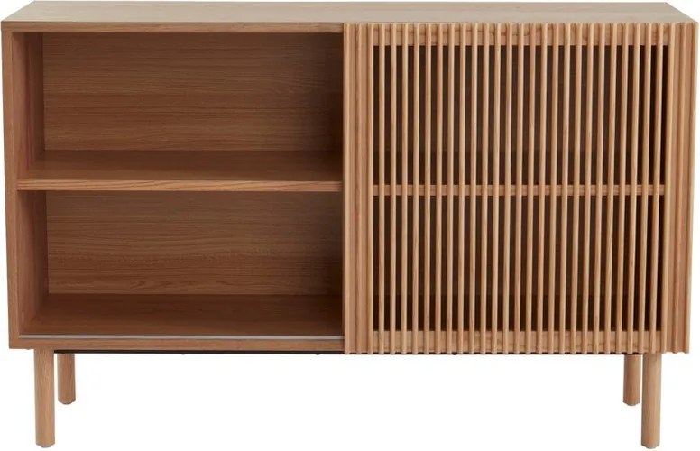 Skříňka v dekoru jasanu s posuvnými dveřmi v přírodní barvě 124x80x45 cm Sion – Jotex