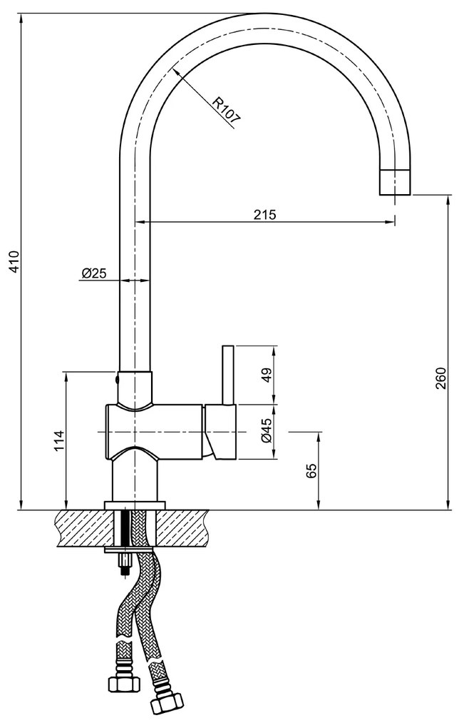 Sapho, PE stojánková dřezová baterie, nerez, PE015