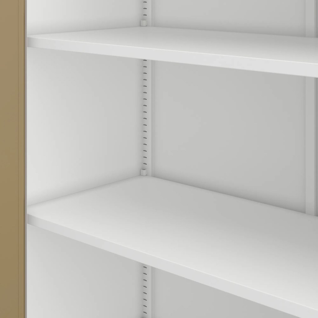Vysoká kovová kancelářská skříň na dokumenty, bílá/zlatý dub, 900x1950x400 mm: JAN H Eco Design