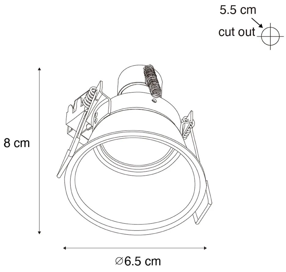 Sada 6 moderních vestavných bodových svítidel černá se zlatou GU10 35mm IP44 - Dept