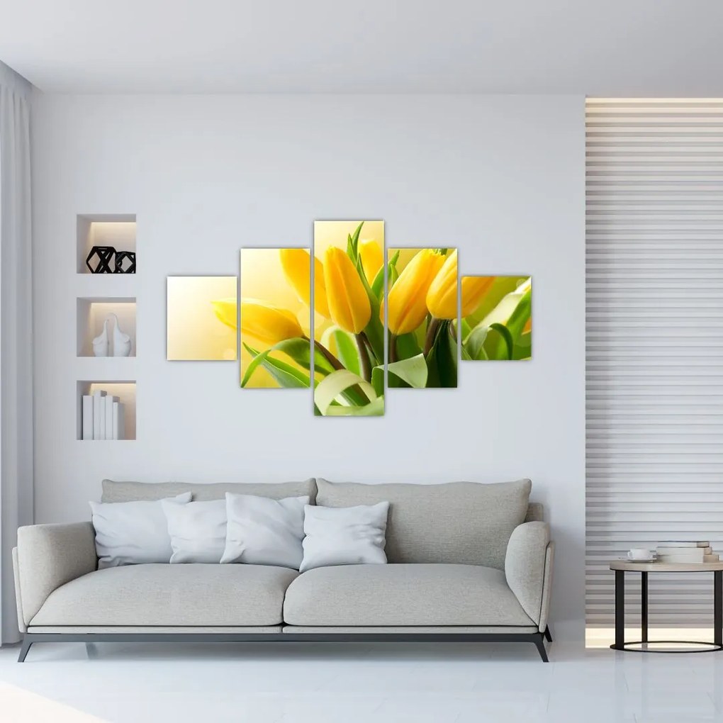 Obraz - Žluté tulipány (125x70 cm)