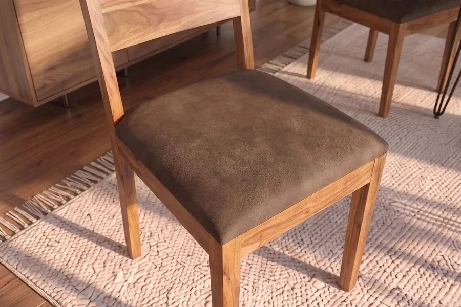 Designová židle Timber II Sheesham / hnědé mikrovlákno