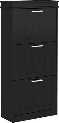 HOMCOM botník, botník se 3 sklápěcími dveřmi, 15 párů, nastavitelné police, 54 x 24 x 117,5 cm, černý