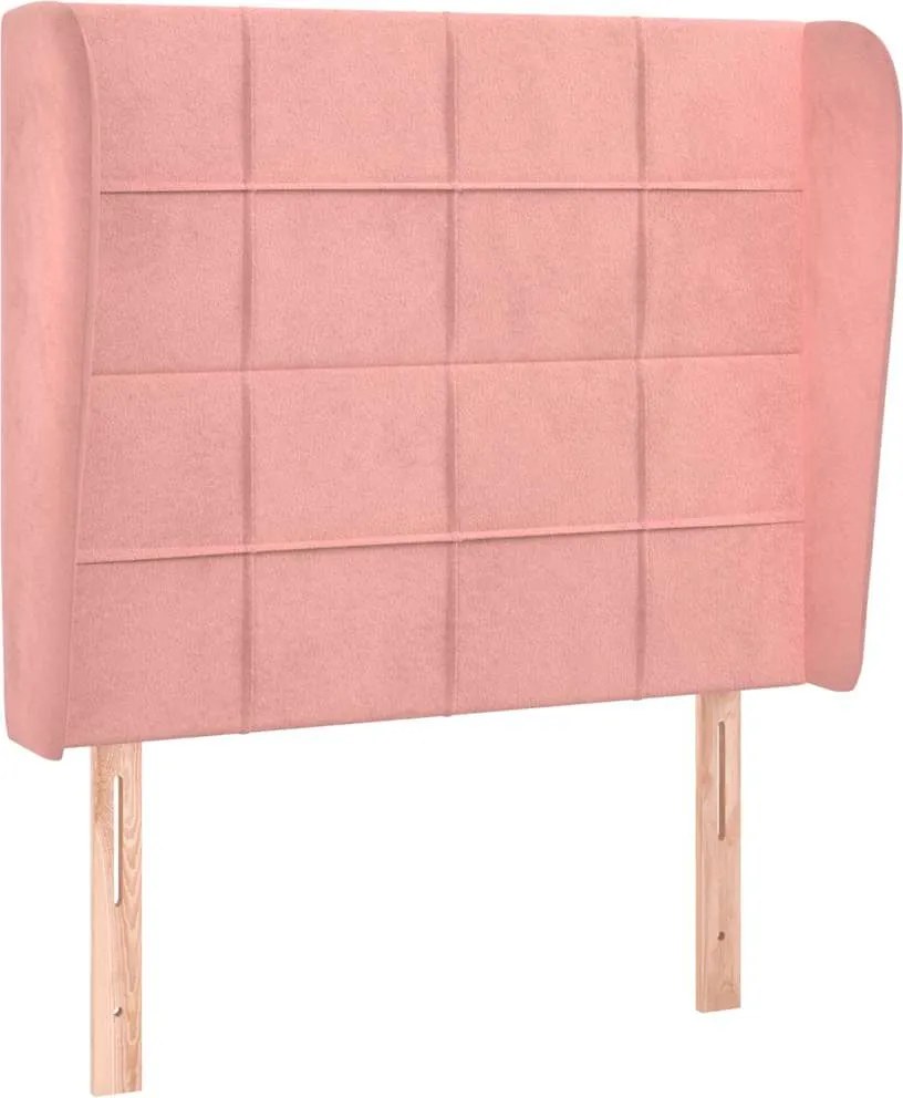 Čelo postele typu ušák růžové 83 x 23 x 118/128 cm samet 3117991