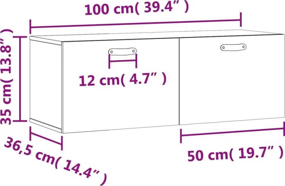 vidaXL Nástěnná skříňka 100 x 36,5 x 35 cm kompozitní dřevo [830113] Barva: bílá s vysokým leskem