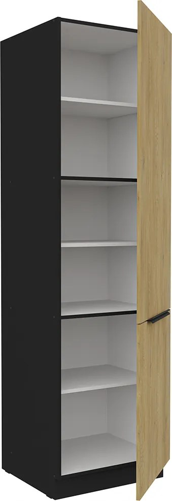 CREMONA cc | vysoká skříňka 60 DK-210 2F potravinová s policemi | 60 cm | černá/cremona