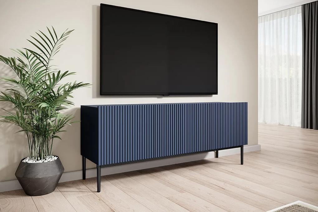 TV stolek Nicole 150 cm - tmavě modrá / černé nožky