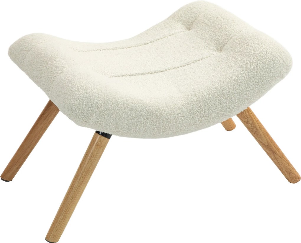 HOMCOM Konferenční stolík, Otoman s Berberským fleecem, Čalouněný stolička do 120 kg, pro obývací pokoj, ložnici, 67 x 45 x 38 cm, Krémově bílá | Aoso