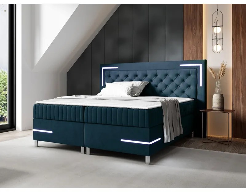 Kontinentální postel Suhak 5 LED, Rozměr postele: 180x200, Barva:: Velluto 14