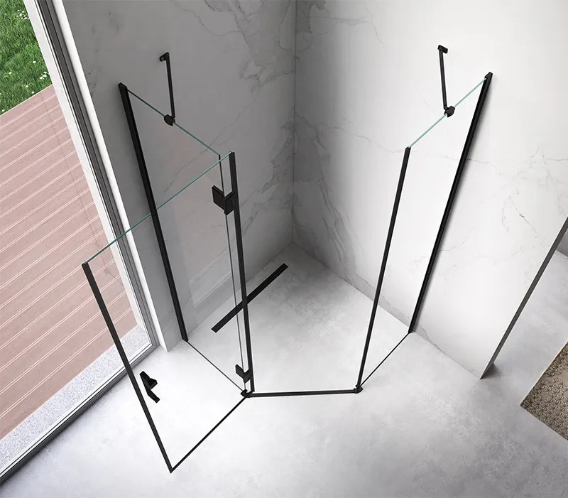 BPS-koupelny Pětiúhelníkový sprchový kout KZ10A 80x80 BL černá/transparent - bez vaničky