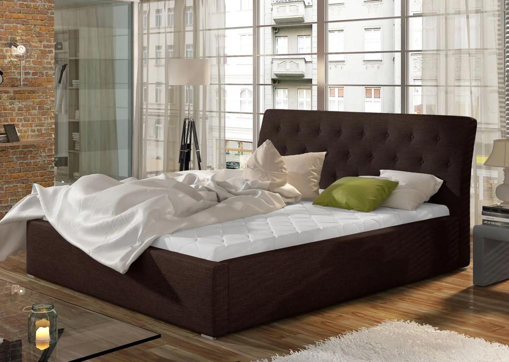 Čalouněná postel Milano 200x200 cm, se zvedacím roštem s kovovým rámem a úložným prostorem, Alova 71