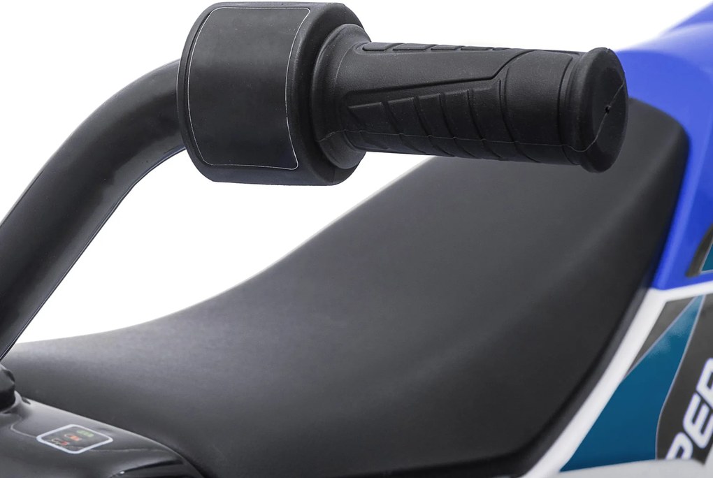 HOMCOM Dětská elektrická motorka 12V, se 2 odnímatelnými tréninkovými koly, od 3 let, PP kov, modrá+bílá