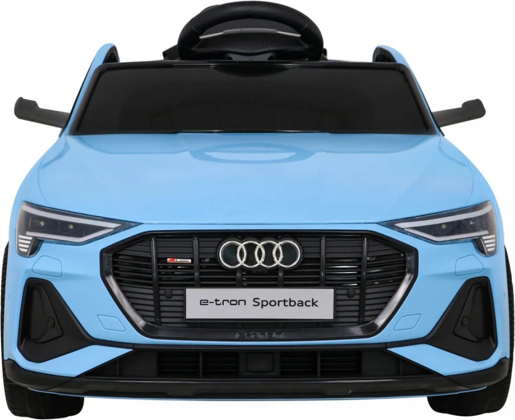 Ramiz Audi E-Tron Sportback pro děti modré + na dálkové ovládání + pohon 4x4 + pomalý start + rádio MP3 + LED