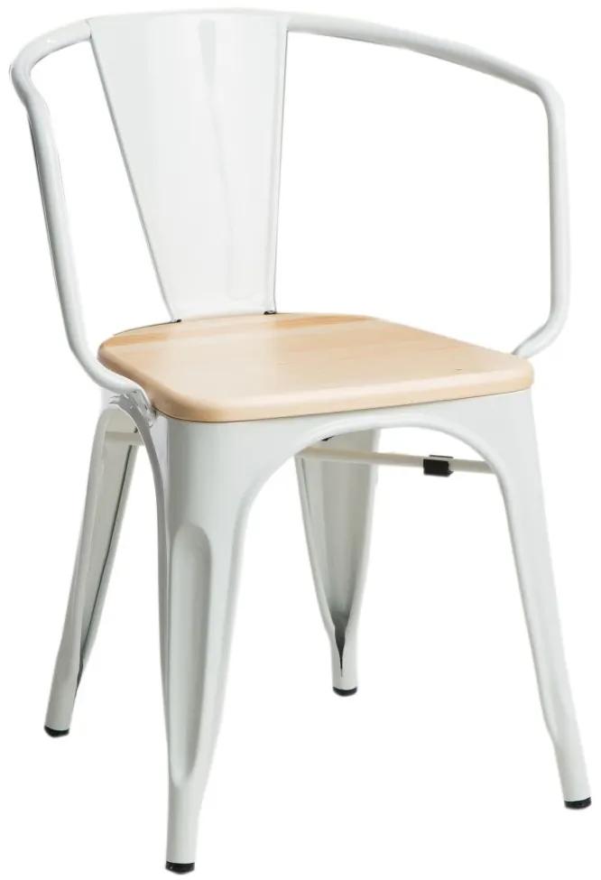 Culty Jídelní židle Tolix 45 s područkami, bílá/borovice