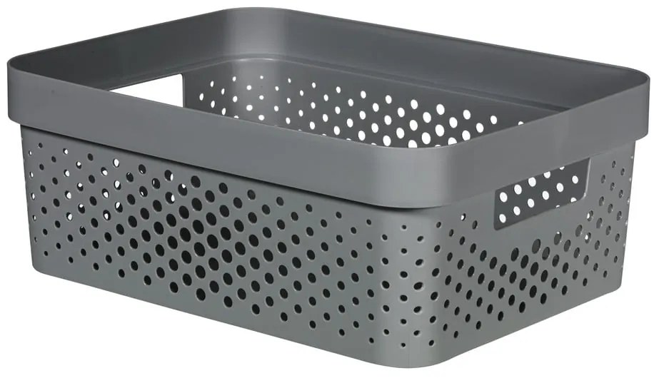 Šedý úložný košík Curver Infinity Dots, 11 l