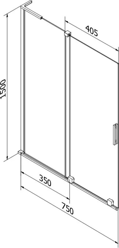 Mexen Velar L, 2-křídlová posuvná vanová zástěna 75 x 150 cm, 8mm čiré sklo, růžové zlato, 896-075-003-01-60