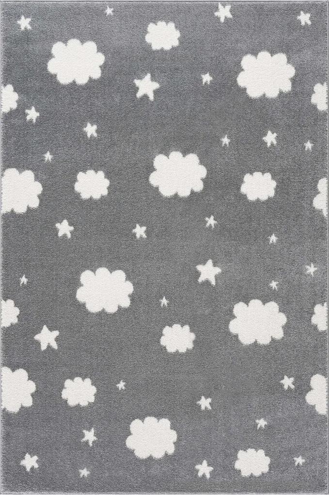 Dětský koberec Happy Rugs NIGHT TIME stříbrno-šedý / bílý